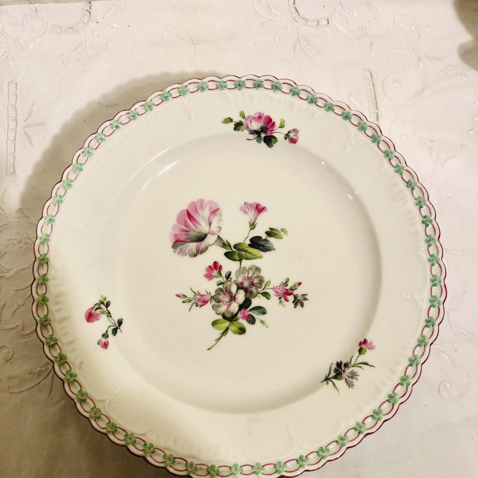 Set of 12 KPM Dinner Plates Each Painted Differently with Raised Forget ...